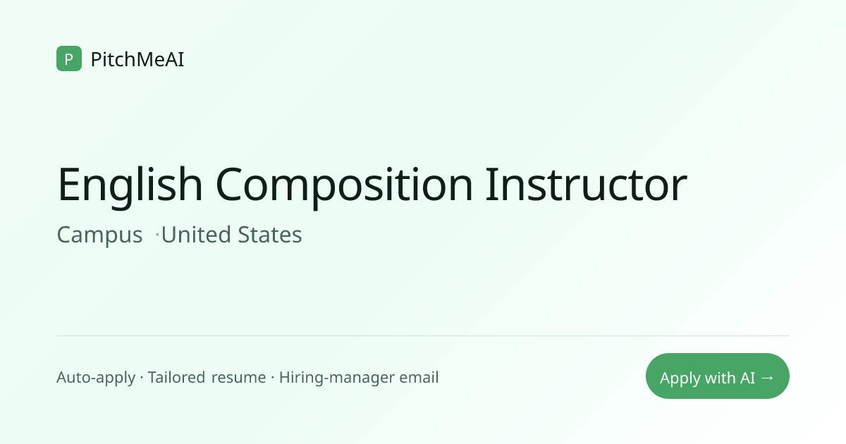 English Composition Instructor at Campus | Apply at Campus | PitchMeAI