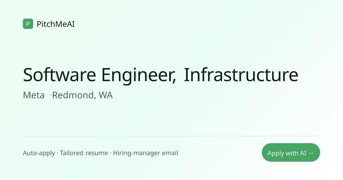 Software Engineer, Infrastructure at Meta | Apply at Meta | Jobs near ...