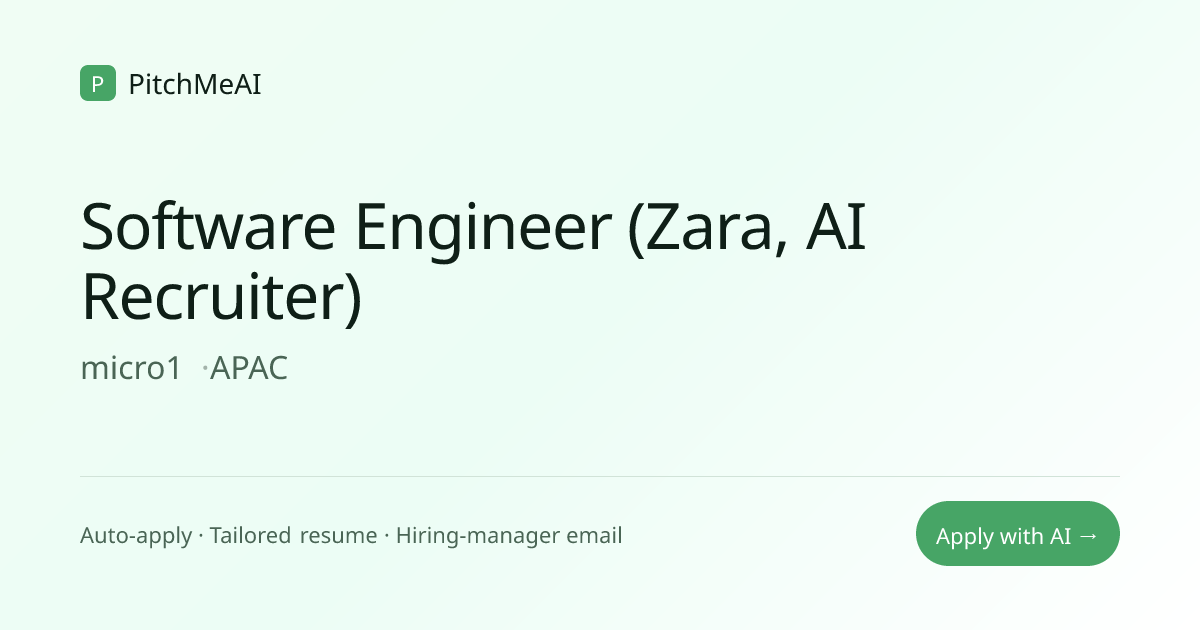 Software Engineer (Zara, AI Recruiter) at micro1 | Apply at micro1 ...