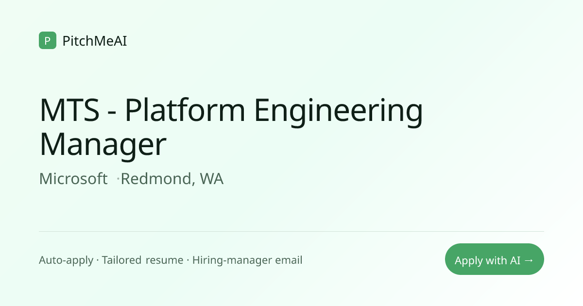MTS - Platform Engineering Manager at Microsoft | Apply at Microsoft ...
