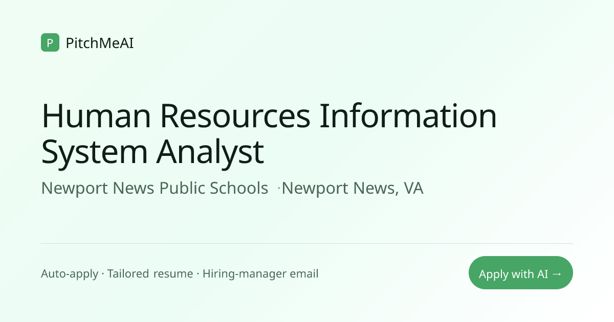 Human Resources Information System Analyst at Newport News Public ...