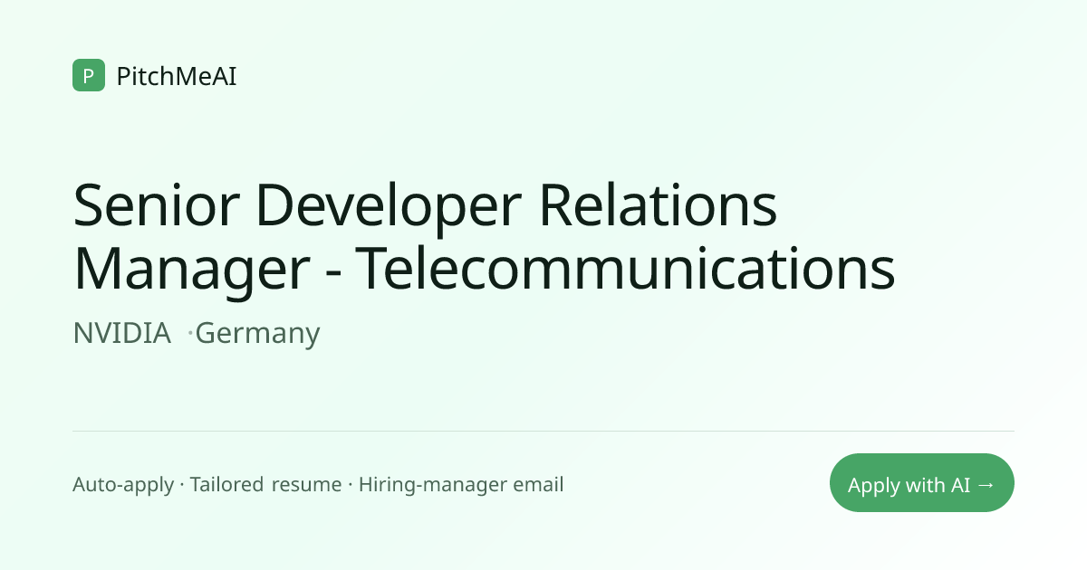 Senior Developer Relations Manager - Telecommunications at NVIDIA ...
